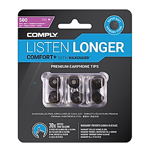 COMPLY Foam Tsx-500 Ear Tips for KZ ZS10, ZSN, AS10, Zax, ZSX, Moondrop Starfield, Aria, Kato, Fiio F9, Aukey EP-B40 and More | Ultimate Comfort | Unshakeable Fit | TechDefender | Medium, 3 Pairs