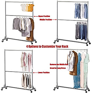 Simple Houseware Commercial Z Base Double Rod Garment Rack