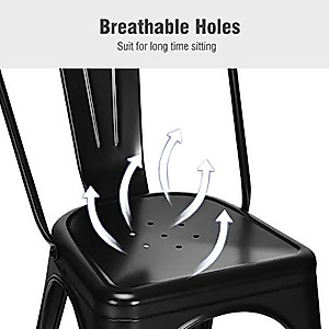 COSTWAY Metal Bar stools Set of 4, with Removable Back, Cafe Side Chairs with Rubber Feet, Stylish and Modern Chairs, for Kitchen, Dining Rooms, and Side Bar