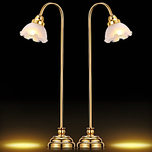 Miniature Dollhouse Lamp, 1/12 Scale Miniature Furniture LED Light Furniture Dollhouse Accessories, Dollhouse Lights Battery Operated for Dollhouse Decoration (2 Pcs)