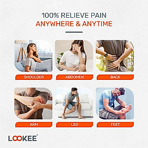 LOOKEE 4-Channel TENS Unit Muscle Stimulator for Pain Relief Therapy - Premium LED EMS Muscle Stimulator with 36 Mode & 40 Intensity Levels - Rechargeable TENS Machine FSA/HSA Eligible