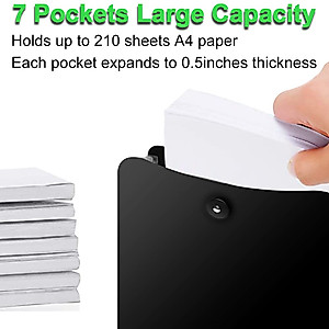 Credibility Accordion File Folder Organizer, 2 Packs Vertical Expanding According Plastic File Folder Bag with 7 Pocket and Labels for A4 Letter Size Paper Document, Bungee Closure, 13.78” x 9.84''