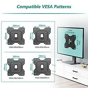 WALI Universal Swivel TV Stand, Table Top TV Stand for 23 to 43 inch TV and Monitor, Height Adjustable Swivel TV Mount with Tempered Glass Base, 88lbs Weight Capacity, VESA 200x200mm (TVF001), Black