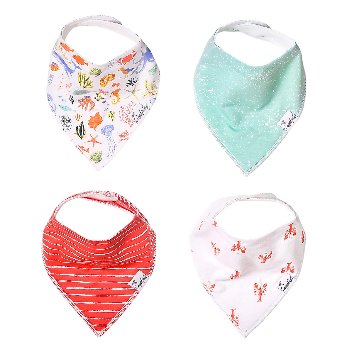 Copper Pearl Baby Bandana Drool Bibs for Drooling and Teething Gift Set 'Nautical' (Pack of 4)