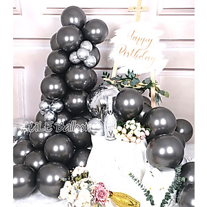AULE Black Metallic Balloons 12 inch 50 Pcs Black Latex Balloons Chrome Helium Shiny Thicken Balloon Perfect Party Decoration for Happy Birthday Bridal Shower Graduation