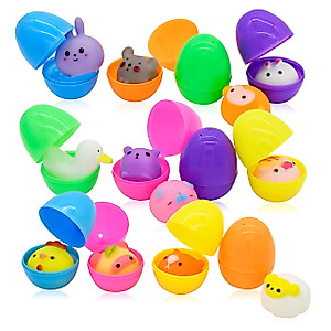 JOYIN 12 Pcs Pre-Filled Easter Eggs with Assorted Bath Toys for Kids Including Duck,Monkey,Rabbit,Animal Bath Toys Filled Eggs,Easter Eggs Hunt, Easter Basket Stuffers, Easter Eggs Fillers