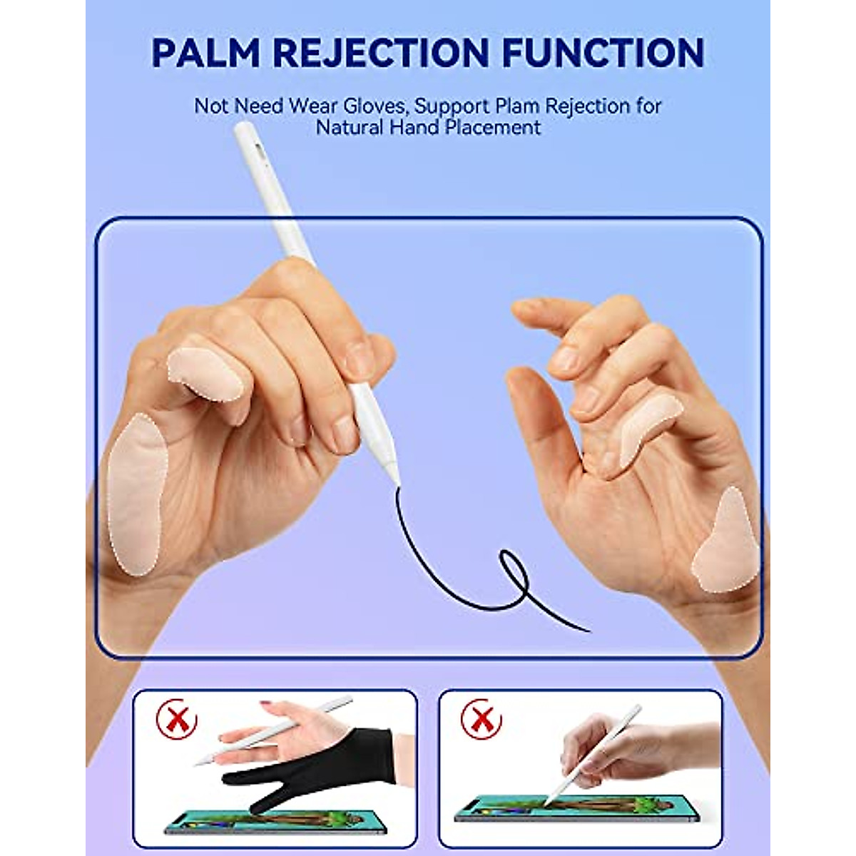 Stylus Pen for iPad with Palm Rejection, Tilt Sensitivity, ZVFBC iPad Pencil for Touch Screens Compatible with iPad Air 3rd/4th/5th, iPad Pro 11/12.9 inch, iPad 6th/7th/8th/9th/10th, iPad Mini 5th/6th