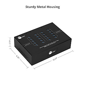 SIIG 20-Port Industrial USB 3.0 Hub with Charging - 200W, 5Gbps with 5V/2.1A per Port, Powered Multiport Hub Expander for Laptop, Tablets, Cellphone, External HDD, Keyboard and Mouse (ID-US0611-S1)