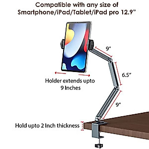 MagicHold Ergonomic Design Stand Holder Mount Compatible with Ipad Pro 12.9 Inch Ipad Air Ipad Mini Tablet 5 to 13 inch,360 Degree Swivels