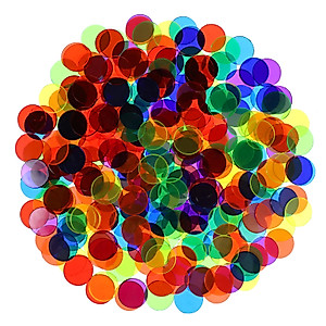 Toyvian 300PCS Transparent Bingo Chips, 6 Color Clear Bingo Counting Chip Plastic Markers Educational STEM Kits for Learning, Sensory Bins, Science, Counting& Sorting