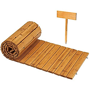 Spurgehom 8FT Wooden Garden Pathway Straight Outdoor Walkway Roll Out Cedar Wood Patio Flooring Path Decorative Lawn Patio Pavers Boardwalk Beach Wedding Party (Natural)