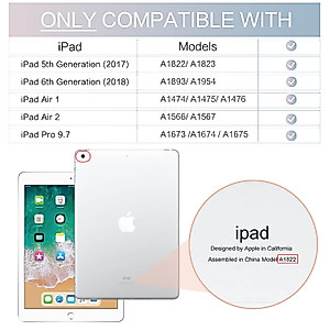 Lalumix iPad Air 2 Case,iPad 5Th Generation Case 2017,iPad Case 6Th Generation 2018,iPad 9.7 Case,iPad Air 1 Case Auto Wake/Sleep Multi-Angle Viewing Adjustable Stand Shockproof Protective Flowers