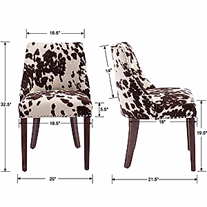 DM Furniture Mid Century Modern Dining Chairs Set of 4 Upholstered Velvet Accent Chairs Wooden Side Chair for Living Room/Dining Room/Bedroom, Cowhide Print