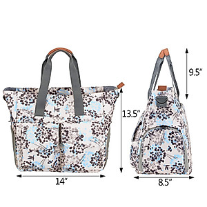 Teamoy Breast Pump Bag Compatible with Spectra S1,S2 and Cooler Bag, Breast Pump Tote Bag with Laptop Sleeve (Up to 14") for Working Moms, Dandelion(Bag ONLY)