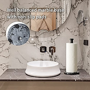 BETTWILL Paper Towel Holder with Marble Base, Kitchen Standing Paper Towel Roll Holder, Black Paper Towel Holder for Kitchen Countertop, Standard or Jumbo-Sized Roll Holder, Black Kitchen Accessories