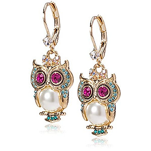 Betsey Johnson Owl Drop Earrings