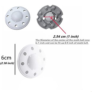 HomeNite 6 Pack Moth Ball Case with Adhesive Wall Sticker, Refillable Case for Moth Repellent Balls, Closet Clothes House Drawers Hanger Moth Block Case, 6cm Diameter, White, 6 Count (Pack of 1)