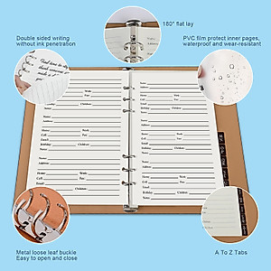 Refillable Address Book with Alphabetical Tabs, w/Pockets, 648 Large Print Telephone Birthday Email PU Leather Hardcover Durable for Women Men Seniors Home Office, 236Pages, A5, Black