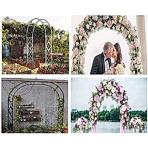 Metal Garden Arch Metal Garden Arbour Trellis Archway Rose Arch Wedding Archway Heavy Duty Strong Tubular Arbour Flower Stand with Base (Bronze W2.6xH2.3m/8.5x7.5ft)