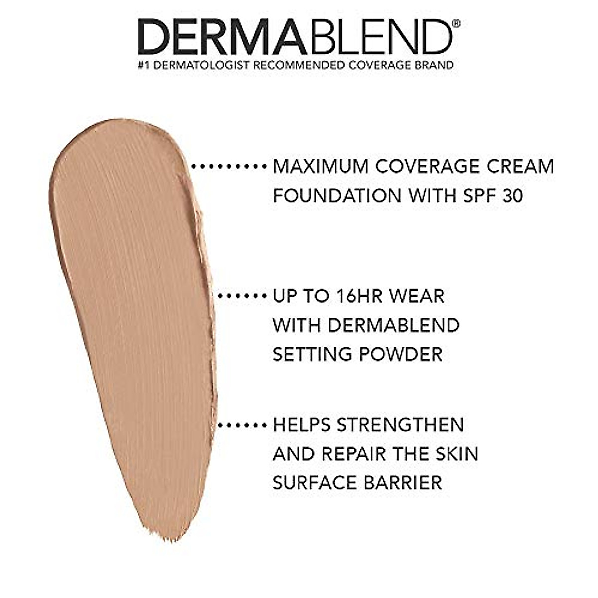 Dermablend Cover Creme High Coverage Foundation with SPF 30, 30N Sand Beige, 1 Oz.