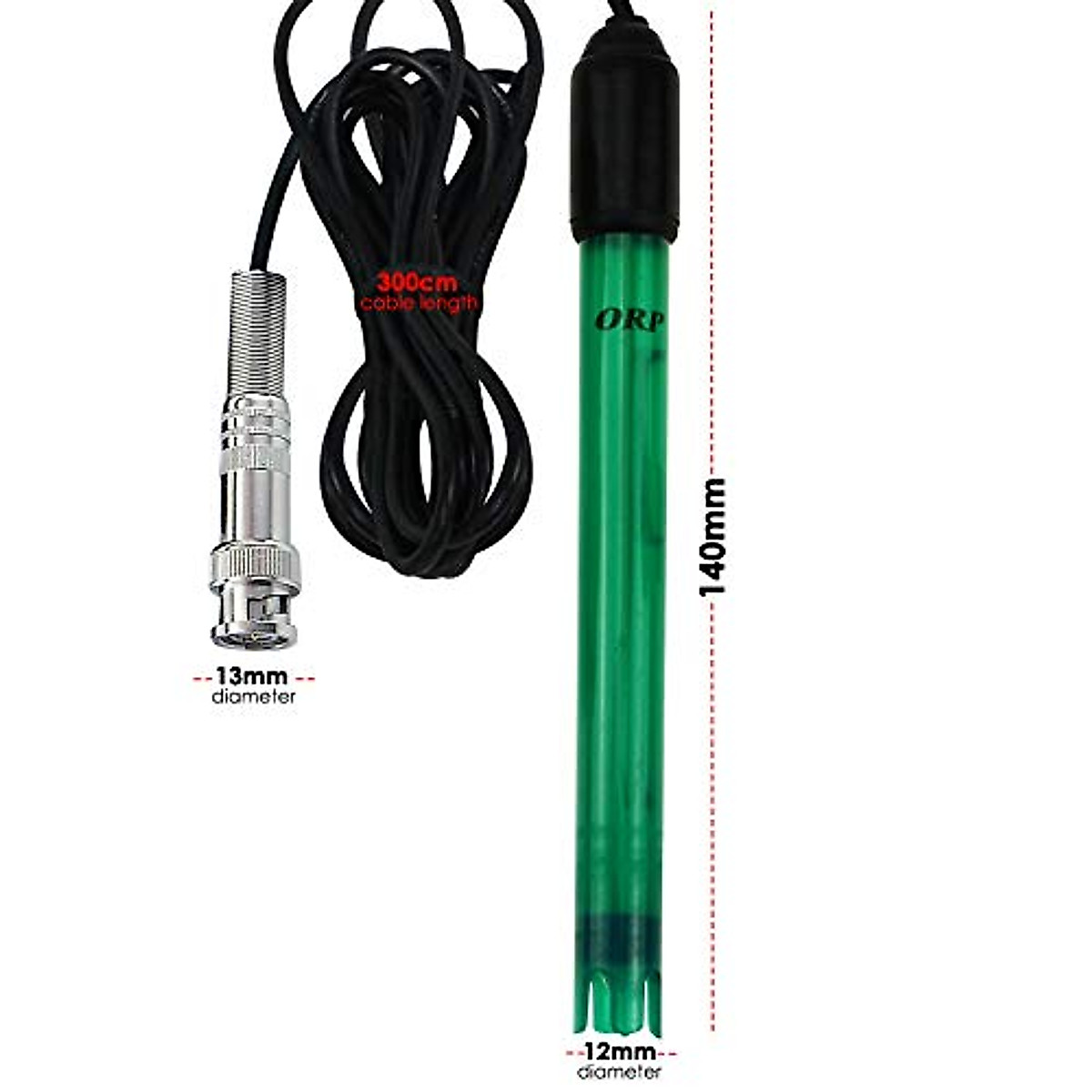 DANOPLUS ORP Electrode Replaceable BNC Socket Probe for ORP Tester Meter Controller 300cm Long Cable Aquariums, Tanks, Ponds Measurement