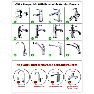 Hibbent 8 Pieces Faucet Adapter Kit, Kitchen Sink Brass Aerator Adapter Set, Male Female Sink Faucet Adapter Connecting Garden Hose, Water Filter, Standard Hose, Chrome Finished