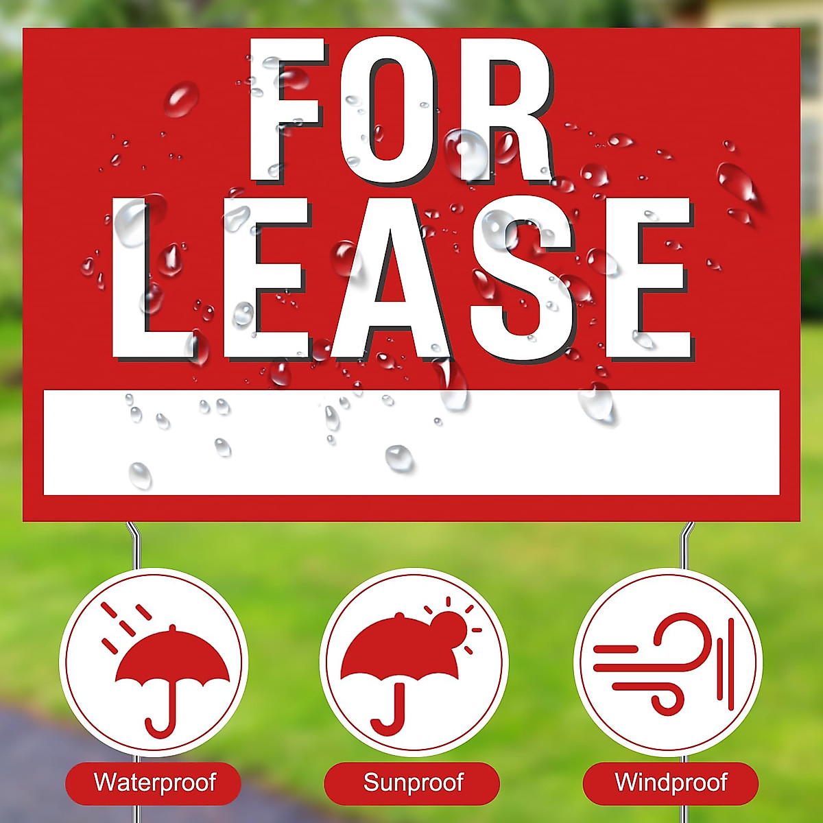 Mumufy 5 Pcs 12 x 16 Inch for Rent Sign with Stand Double Sided Corrugated Plastic Red White for Lease Sign with 10 Pcs Tall Stands for Outdoor House Business Supplies