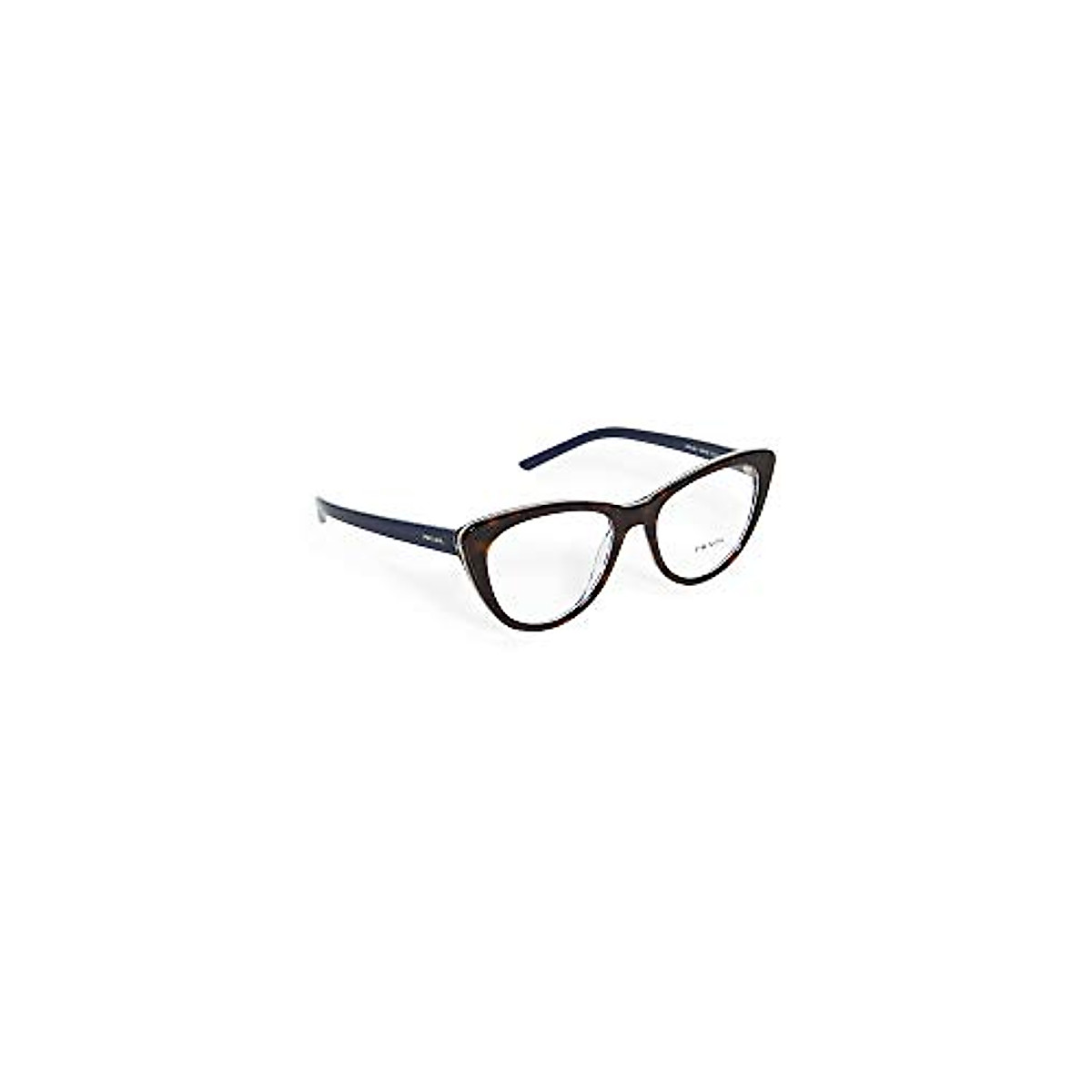 Prada Millennials PR 05XV 5121O1 Havana Blue Chess Plastic Cat-Eye Eyeglasses 53mm
