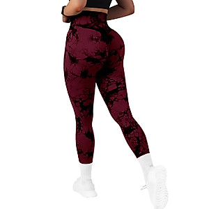RXRXCOCO Women Scrunch Butt Lifting Leggings Seamless High Waisted Leggings Tummy Control Yoga Pants Compression Workout Tights X-Large Wine Red