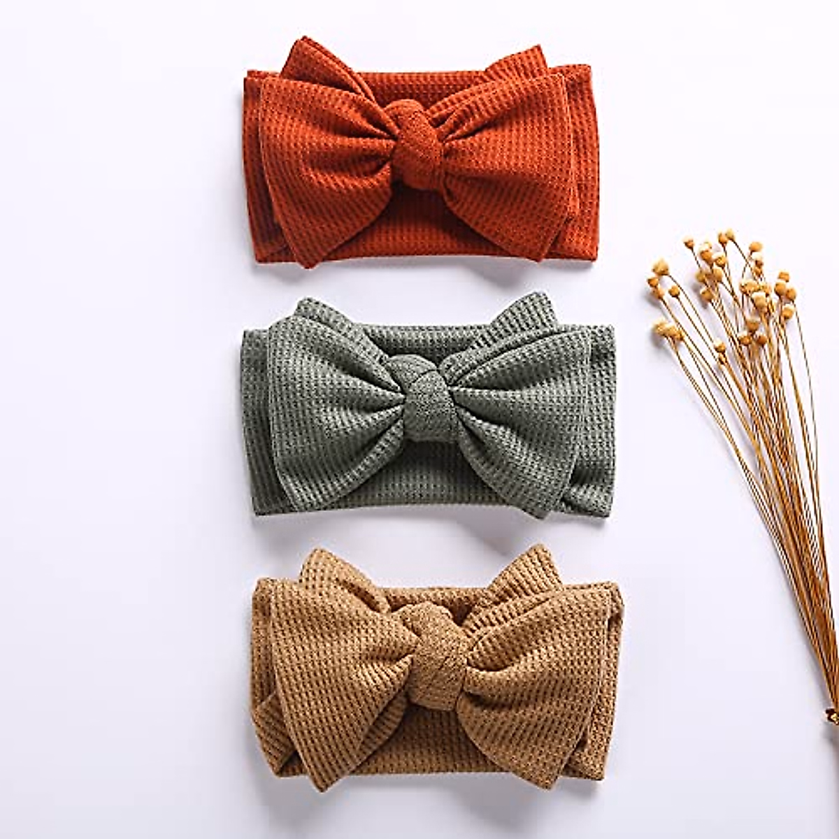 GEZISAN Baby Headbands Waffle Hairband with Bows for Baby Girls Newborn Infant Toddlers Kids