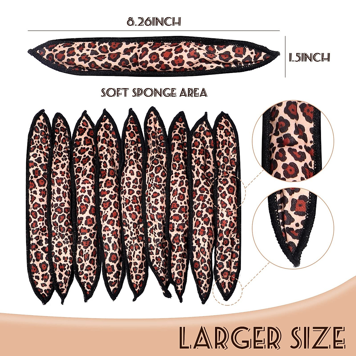 48 Pcs Soft Sleep Hair Rollers Foam Pillow Stain Heatless Curlers DIY Sponge Hair Rollers Flexible Hair Styling Tools for Long Hair Women Girls Hair Curling(Polka Dot,Cloth Cover)