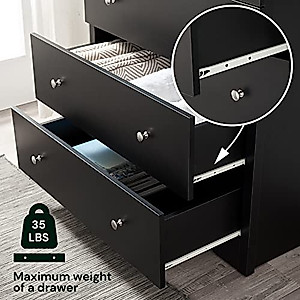 SunsGrove Dresser for Bedroom with 4 Drawers Modern Wooden Dresser for Clothes Organizer Tall Storage Chest of Drawer for Living Room, Children Room, Entryway, Black