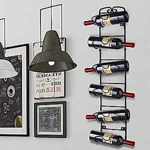 Bextsrack Towel Rack Wall Mounted Metal Wine Rack Towel Shelf Holder Storage with 6 Compartments for Bathroom Hand Towels, Washcloths - Black