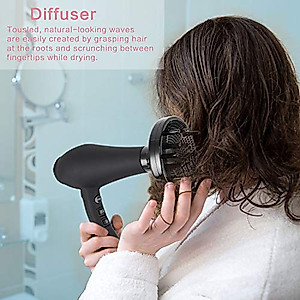 Hair Dryer 1875W, Negative Ionic Fast Dry Low Noise Blow Dryer, Professional Salon Hair Dryers with Diffuser, Concentrator, Styling Pik, 2 Speed and 3 Heat Settings (Black)