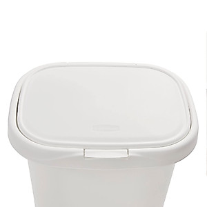 Rubbermaid Spring Top Kitchen Bathroom Trash Can with Lid, 13-Gallon, White, Plastic Garbage Bin/Wastebasket for Home/Kitchen/Bathroom/Garage