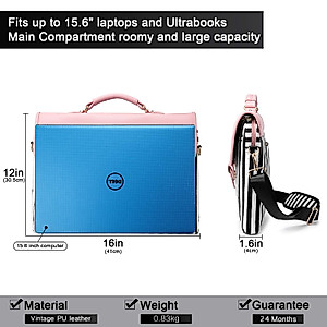 LOVEVOOK Computer Bag for Women Laptop Messenger Bag for Work College, Slim-Pink, 15.6-Inch