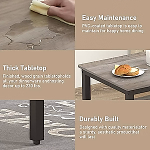 SumKea 3-Piece 4 Bar 2 Dining Benches, 43.3'' Wood Kitchen Table & Chair Set for Breakfast Nook and Small Space, Grey