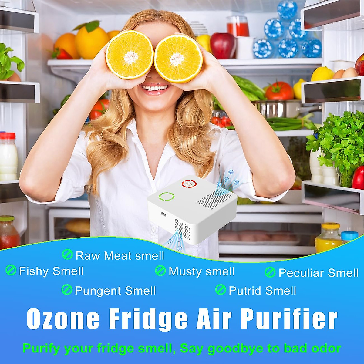 Air Purifiers for Home, Quiet Air Cleaner with Timing Function and 6-speed Adjustable, Long Battery Life, Food Preservation, Portable Small Air Purifier for Fridge Bedroom Office Living Room Kitchen