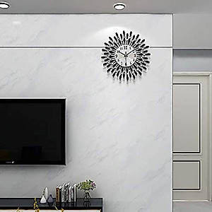 Karetto Modern 14 inch Metal Wall Clock Silver Dial with Arabic,Non-Ticking Silent Digital Black Drop Clock Home Decor for Bedroom,bedrooms Kitchen and Small Areas Space