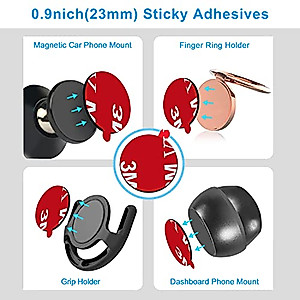 3M Sticky Adhesive Replacement Parts for Pops Socket Base, 6pcs 1.38 Circle Double Sided Tape for Collapsible Grip Stand's Back, 2pcs VHB Sticker Pads for Car Socket Mount & Cell Phone Magnetic Holder
