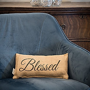 Small Burlap Blessed Country Pillow