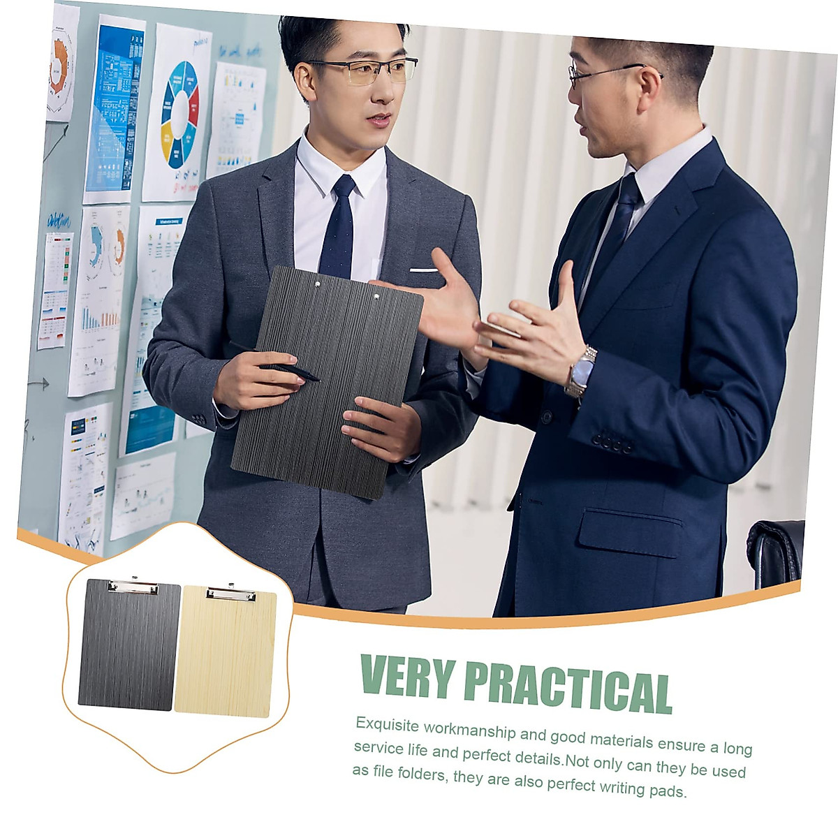 Ciieeo 2pcs Folder Board Pencil Document Clipboard Clipboards Exam Paper Clips Document Organizer Writing Base Plate Conference Writing Board Wood Grain Office Wooden Test Paper Holder