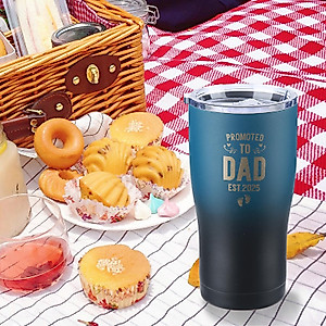 NUI LIVING Promoted to Dad Est 2025 Tumbler - New Dad Gifts Ideas - First Time Dad - Dad to Be - Daddy w/Newborn - Dads to be Present - Expecting Father Presents (Midnight)