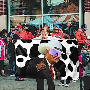 Trump Cow Print Cowboy Hat Flag Funny Home Outdoor Garden Yard Anti-Ultraviolet Fading With Grommets Flag