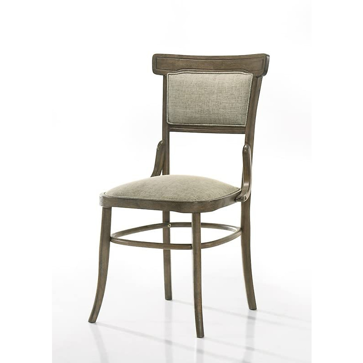 Lilola Home Bistro Vintage Walnut Dining Table with Extension Leaf and Off White Fabric Dining Chairs