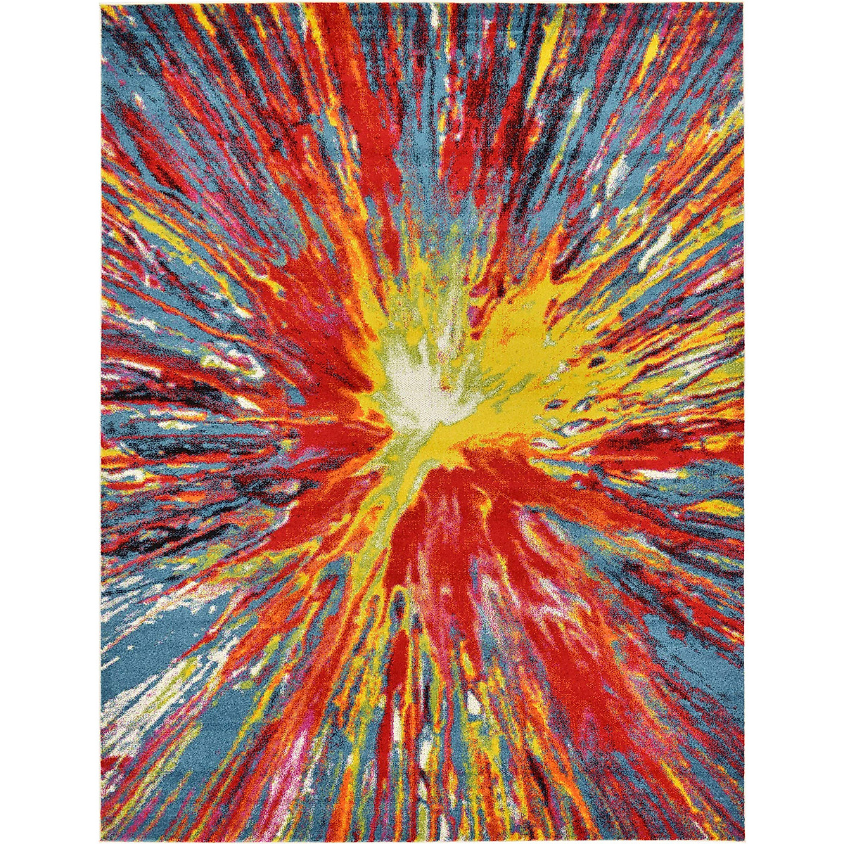 Unique Loom Lyon Collection Modern Abstract Tie-Dye Fireworks Area Rug, 9 x 12 Feet, Multi/Blue