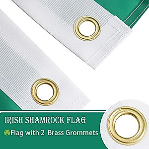 Bradford Irish Shamrock Flag 3x5 ft Outdoor, Embroidered Ireland St Patricks Irish Flags Heavy Duty, Double Sided Vivid Color 210D Flag of Irish Polyester with 2 Brass Grommets for Saint Patricks Day House Outside Inside Decoration