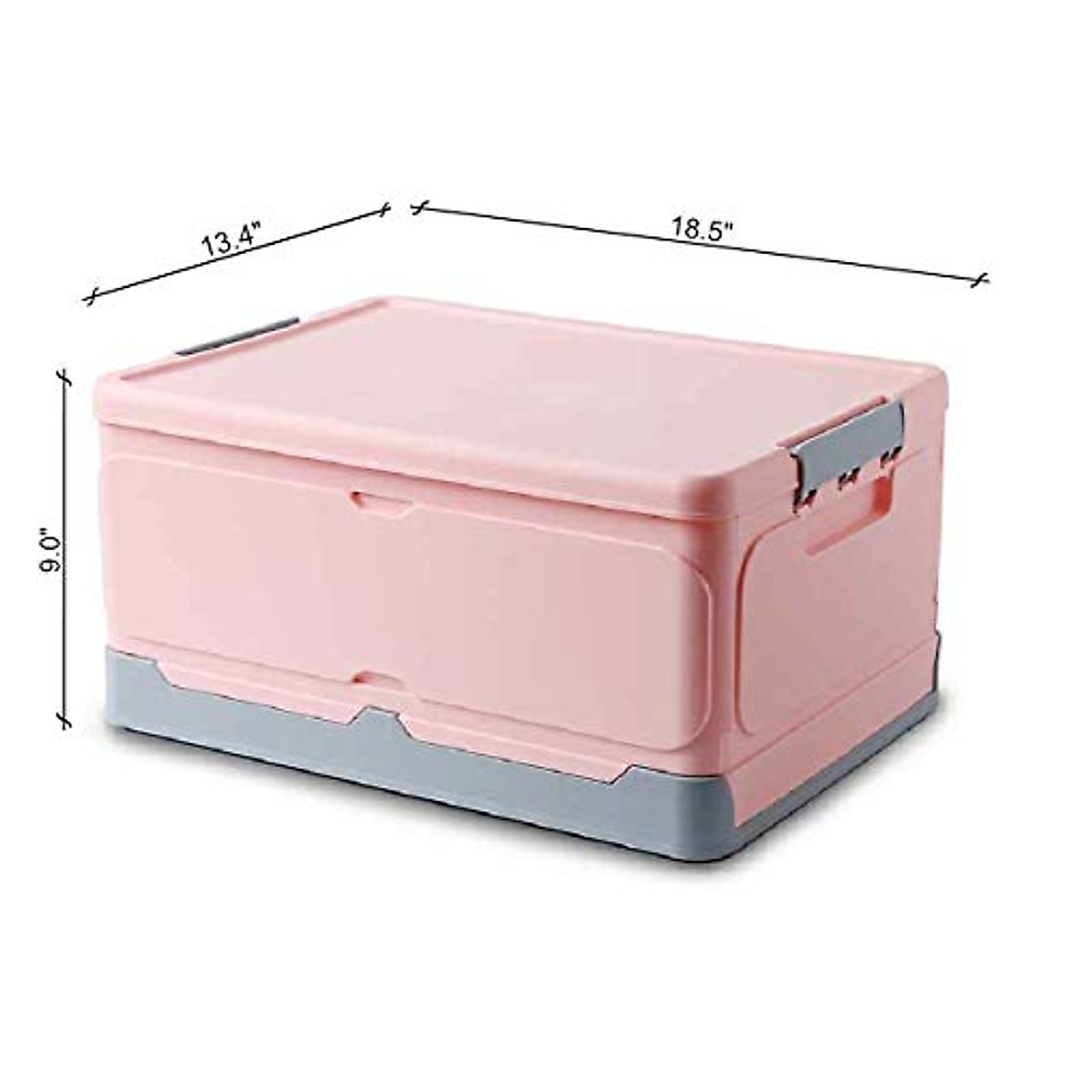 Durable Plastic Folding Storage Box Organizer with Lids, Folding Plastic Stackable, Containers for Home & Garage Organization (Pink)