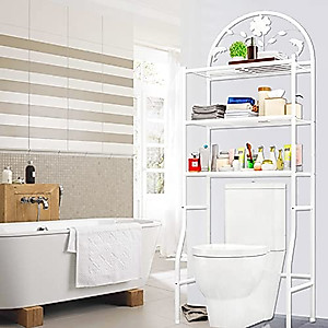 MONIPA Bathroom Shelf Over Toilet Above Toilet Storage Over-The-Toilet Storage 3-Tier Space Saver Organizer Rack, Stable Freestanding Anti-Tilt Shelf for Laundry, Balcony, Porch (White)