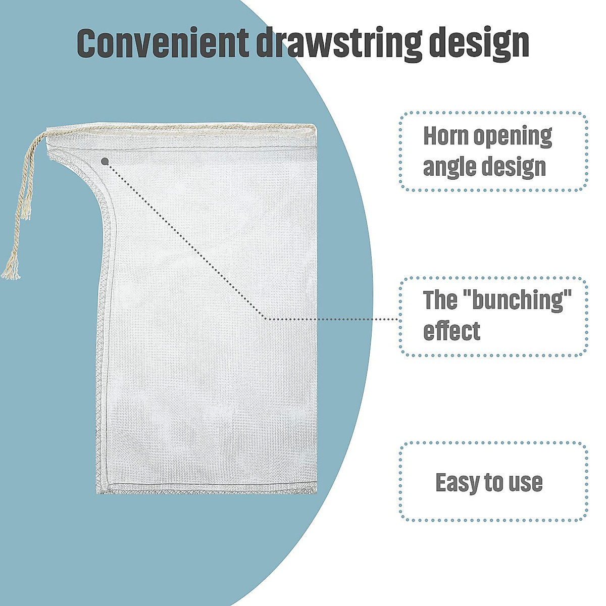 Compost Tea Bag, Pump Strainer Bag with Drawstring, Mesh Filter Bag, 600 µm for Prevents Clogging During The Straining Process (10, 23 x 16 cm)